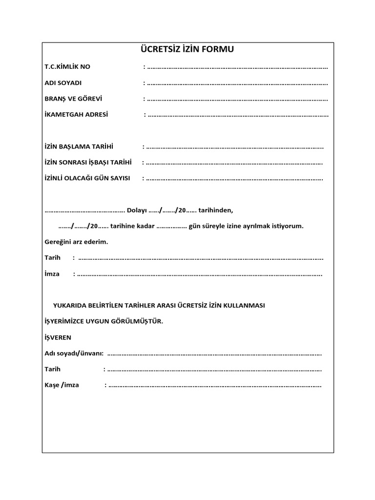 Ücretsi̇z İzi̇n Formu | PDF