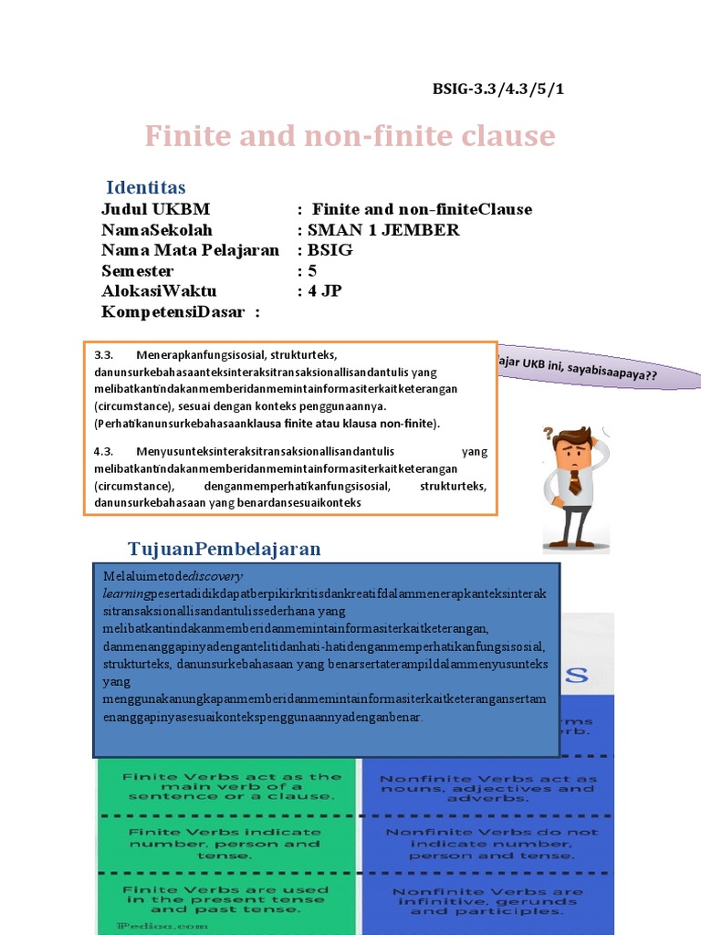 UKBM 3.3 (Finite and Non-Finite Clauses) | PDF | Verb | Subject (Grammar)