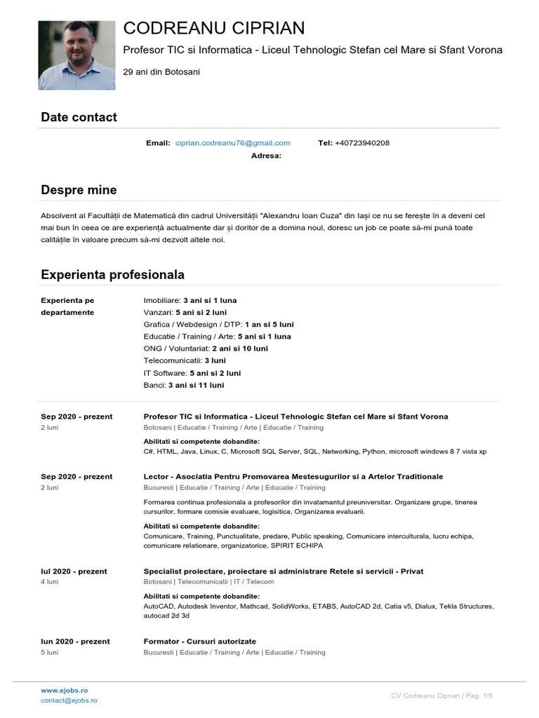 CV Ciprian Oct 2020 | PDF