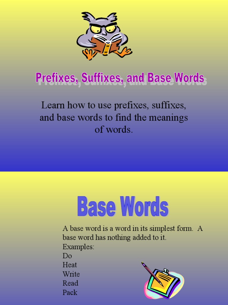 Learn How To Use Prefixes, Suffixes, and Base Words To Find The ...