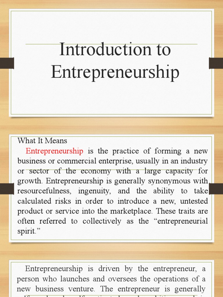 Introduction To Entrepreneurship | PDF | Entrepreneurship | Capitalism