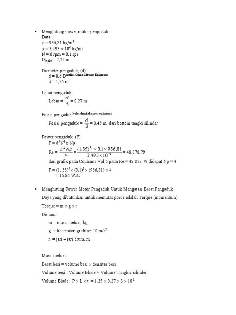 Menghitung Power Motor Pengaduk | PDF