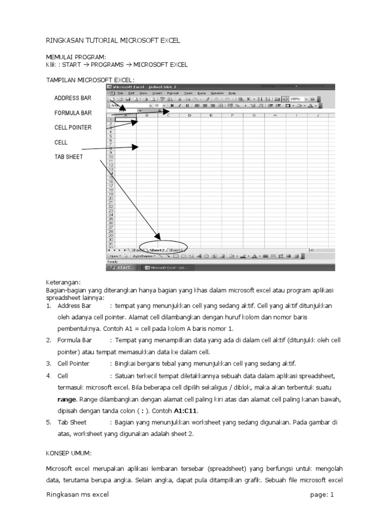 Ringkasan Tutorial Microsoft Excel | PDF | Metode & Bahan Ajar | Komputer