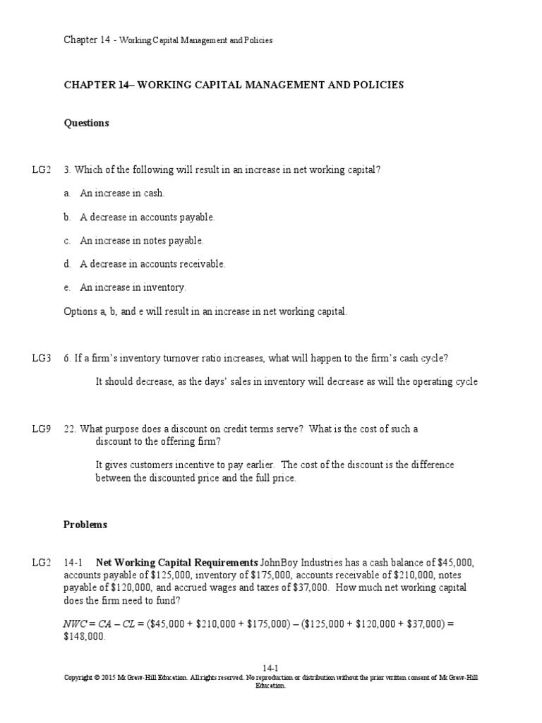 Working Capital Management and Policies | PDF | Working Capital | Inventory