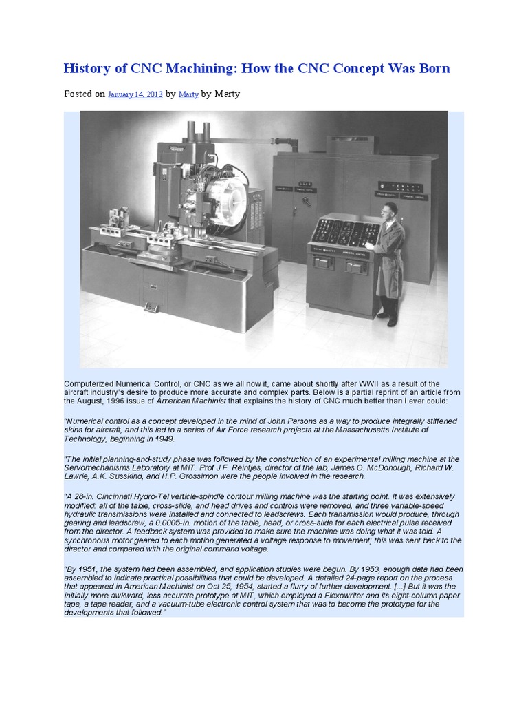 History of CNC Machining and How the Concept Was Born | PDF | Numerical ...