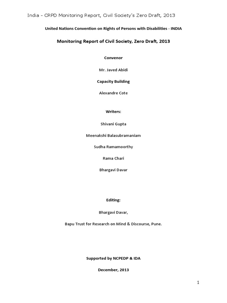 Final-Monitoring CRPD - Zero Draft Report | PDF | Discrimination ...