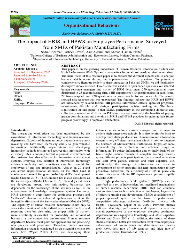 HPWS Employee Performance | PDF | Information System | Human Resource ... HPWS Employee Performance | PDF | Information System | Human Resource ...