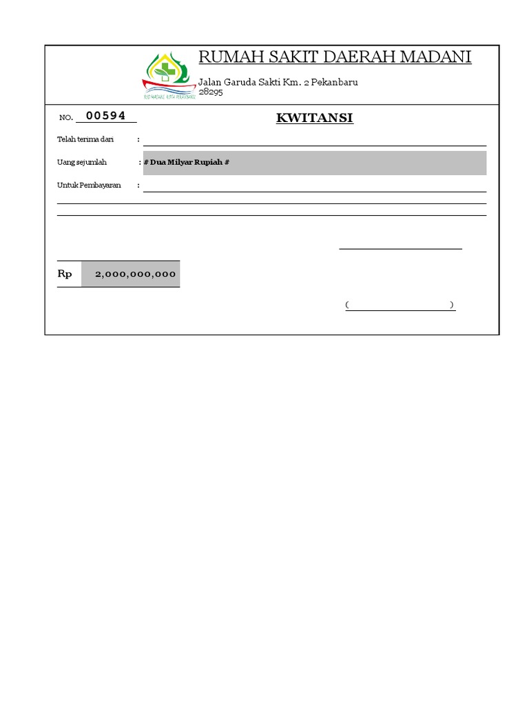 Template Kwitansi Rumah Sakit Excel | PDF