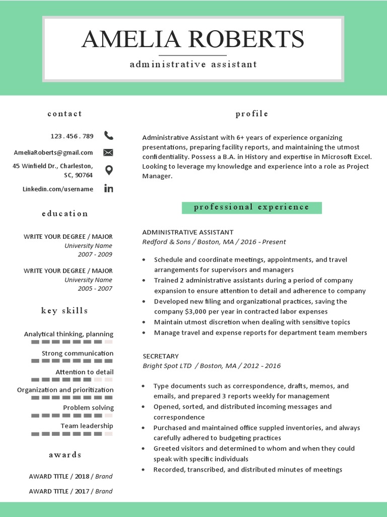 Green Cosmopolitan Resume Template | PDF | Business | Communication