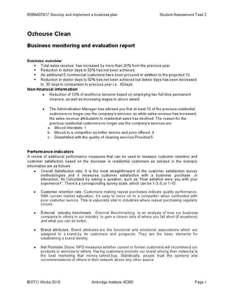 Business Monitoring and Evaluation Report Template | PDF | Customer ...