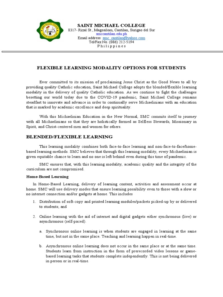 Flexible Learning Modality Options Pdf Educational Technology Education Theory