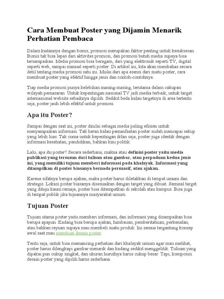 Cara Membuat Poster Yang Dijamin Menarik Perhatian Pembaca | PDF