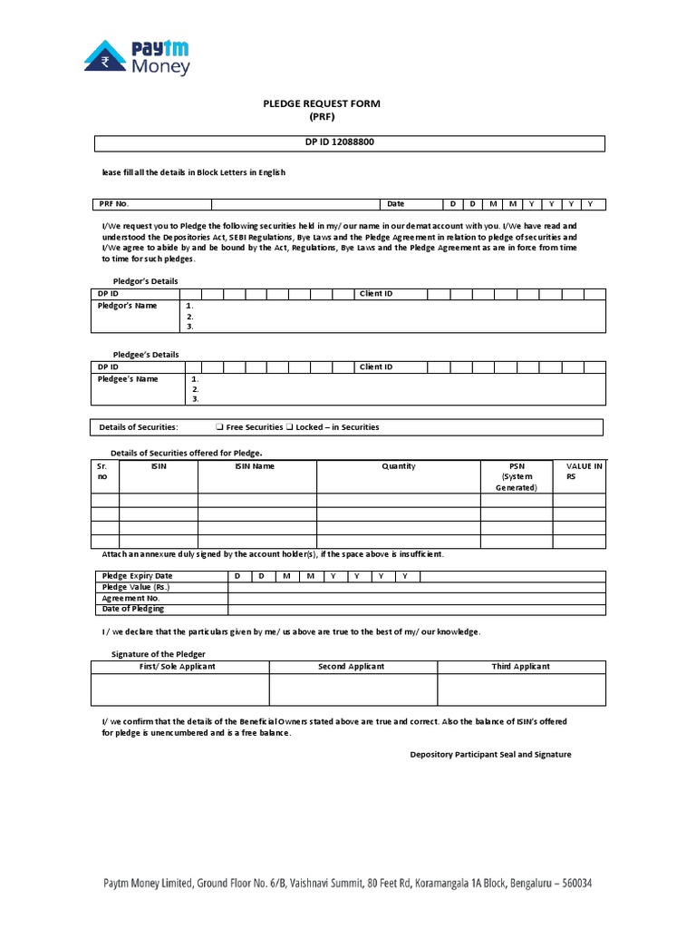 Pledge Request Form | PDF | Business
