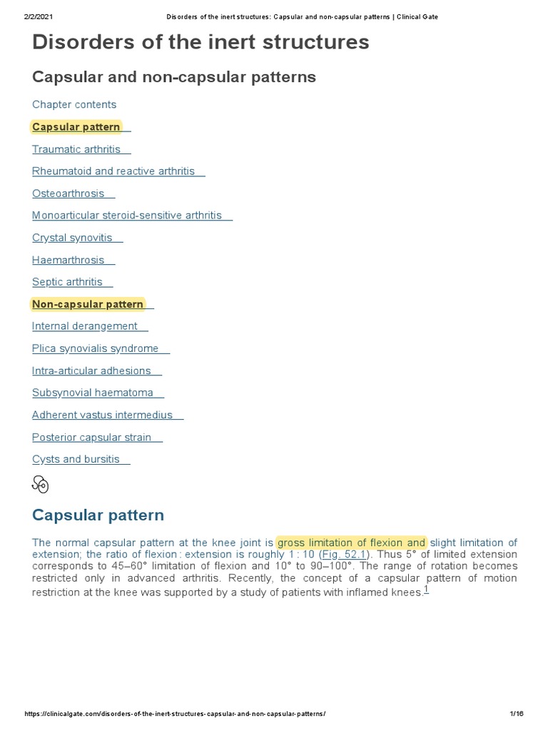 Knee Disorders of The Inert Structures Capsular and Non-Capsular ...