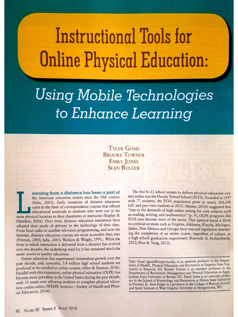 Instructional Tools For Online Physical Education - Using Mobile ...