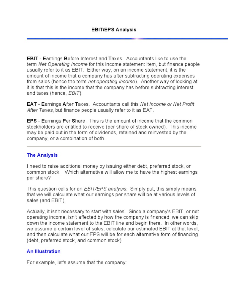 EBIT-eps Analysis | PDF | Preferred Stock | Earnings Per Share