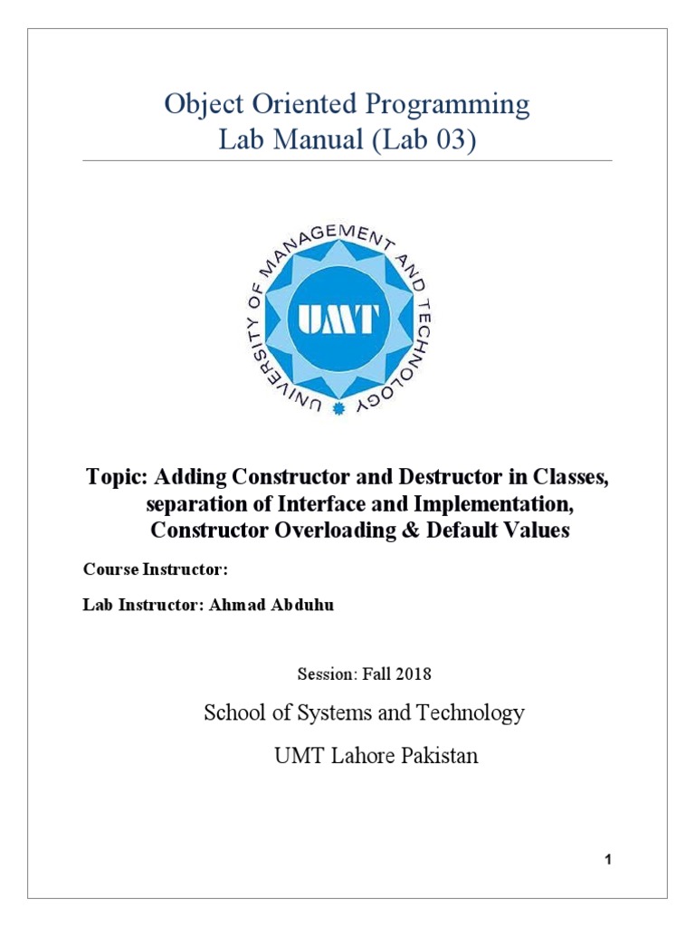 Object Oriented Programming Lab-05 (Separation of Interface and Implementation) | PDF | Class ...