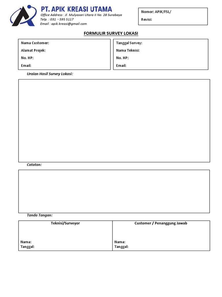 Form Survey Lokasi | PDF
