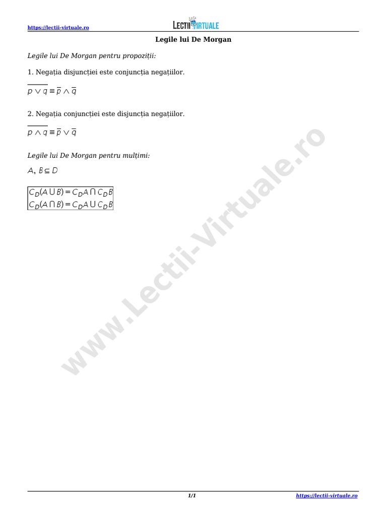 Legile Lui de Morgan | PDF