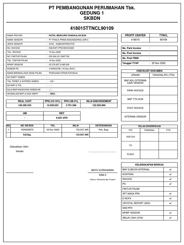 PT Panca Prima Engineering 418015TTNCL90109 | PDF