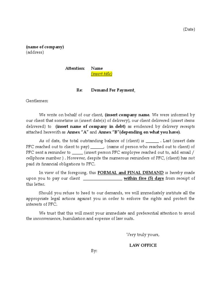 Demand Letter From Lawyer | PDF