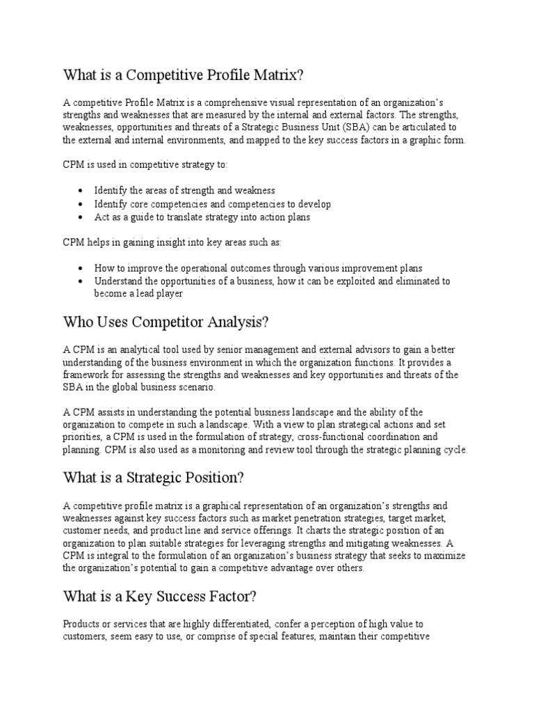 What Is A Competitive Profile Matrix | PDF | Strategic Management ...