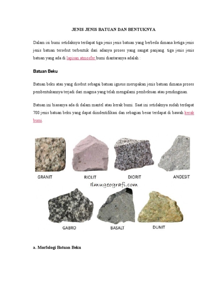 Jenis Jenis Batuan Dan Bentuknya 3 | PDF