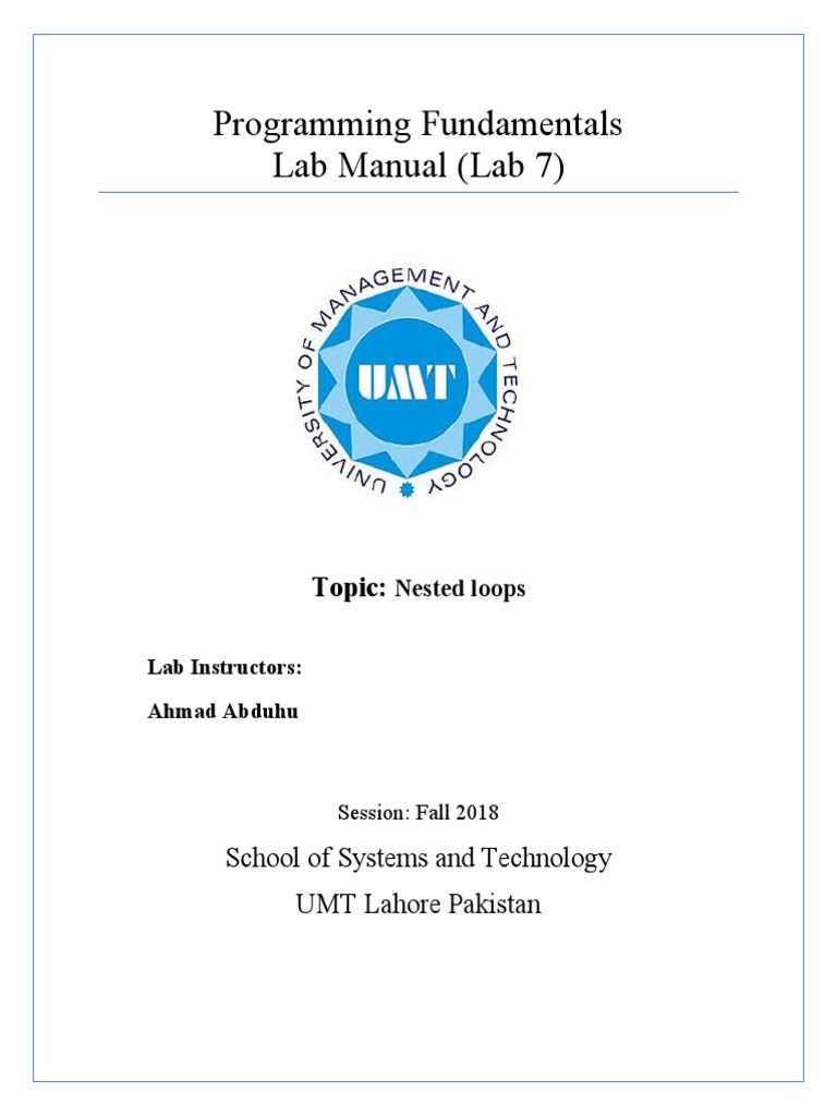 Programming Fundamentals Lab 07 (Nested Loops) | PDF Programming Fundamentals Lab 07 (Nested Loops) | PDF