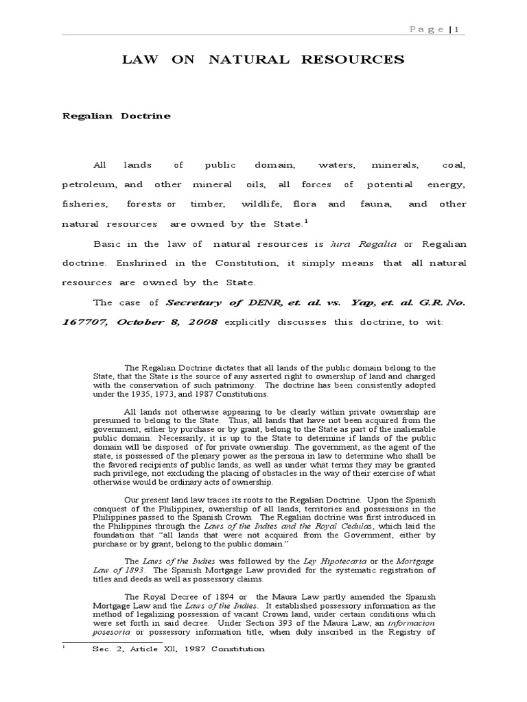 Law On Natural Resources Agcaoili | PDF | Real Property | Indigenous ...