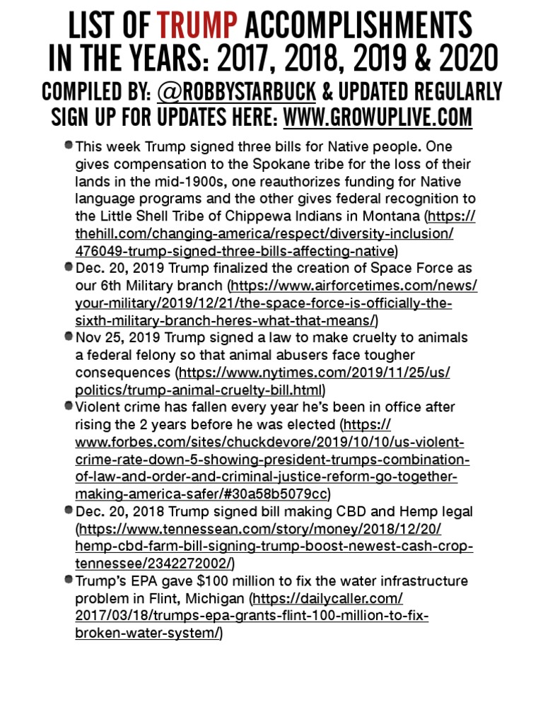 Trump’s Key Legislative Accomplishments | PDF | Human Trafficking ...