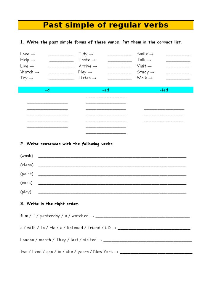 Past Simple Regular Verbs Exercises | PDF | Language Arts & Discipline ...