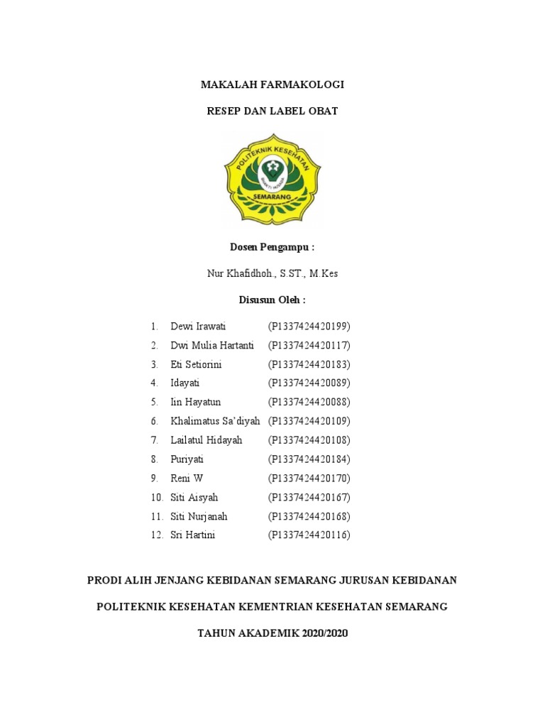 Makalah Resep Dan Label Obat | PDF | Kesehatan Holistik | Sains ...