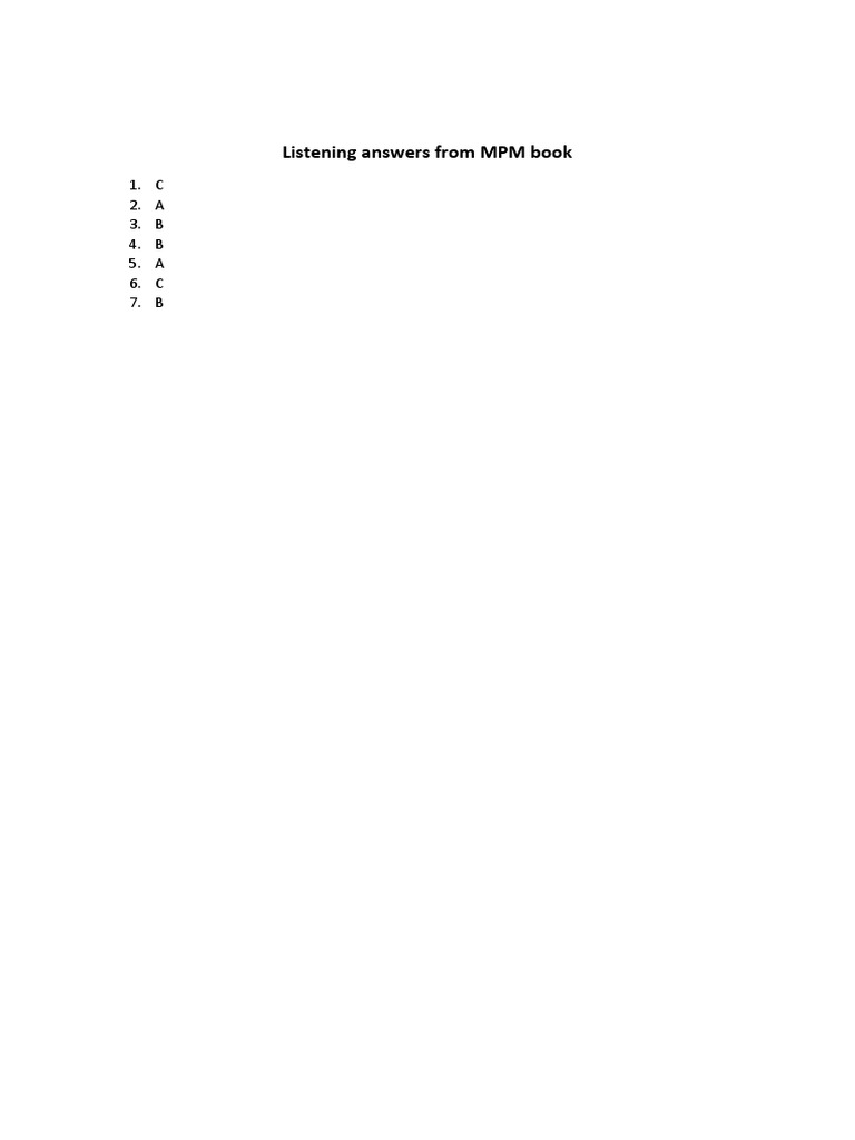 MUET Listening Answers From MPM Book | PDF