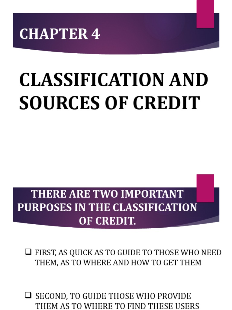 Classification and Sources of Credit | PDF | Credit | Finance & Money ...