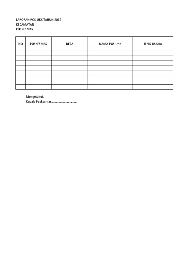 Form Data Pos Ukk | PDF