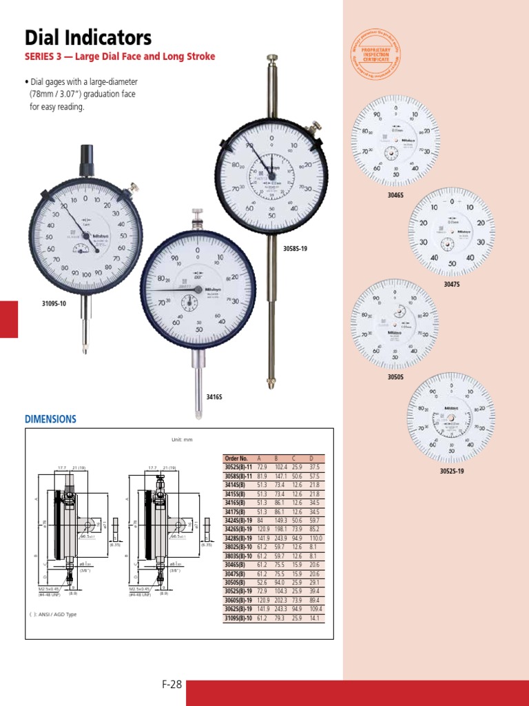 Dial Indicators: SERIES 3 - Large Dial Face and Long Stroke | PDF ...
