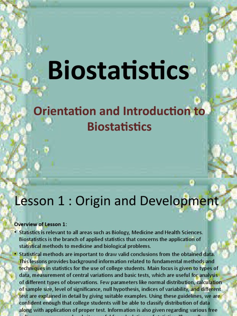 Introduction to Biostatistics Basics | PDF | Biostatistics | Statistics