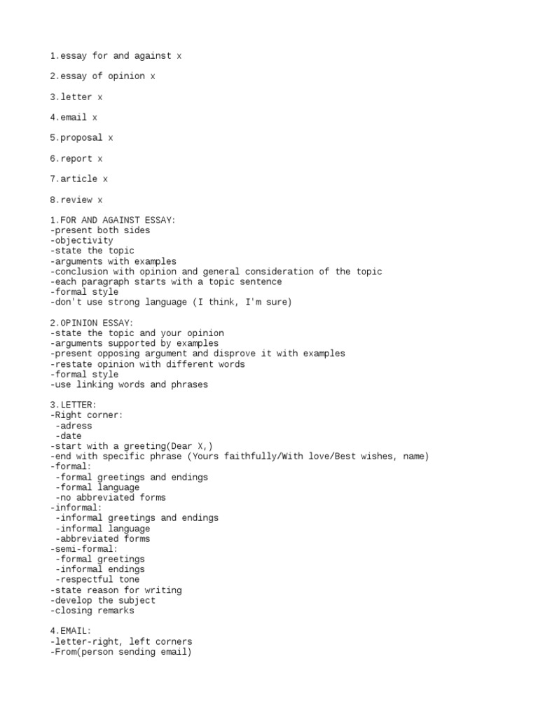 Cambridge Notes For The Writing Exam | PDF