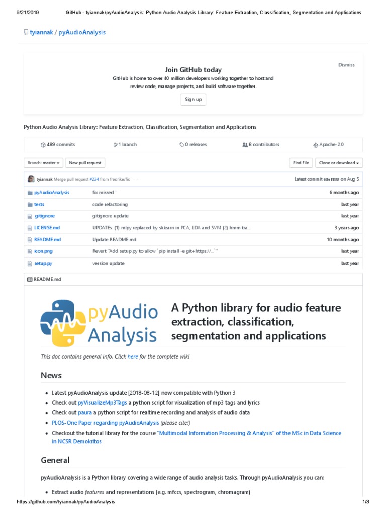 Github Tyiannak Pyaudioanalysis Python Audio Analysis Library Feature Extraction