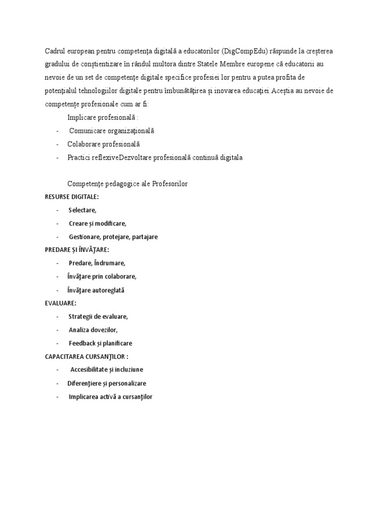 Competente Digitale Ale Educatorilor | PDF