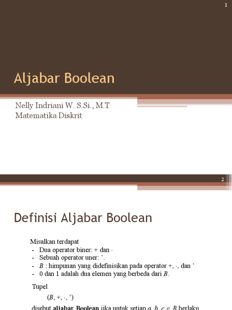 Definisi dan Hukum Aljabar Boolean | PDF