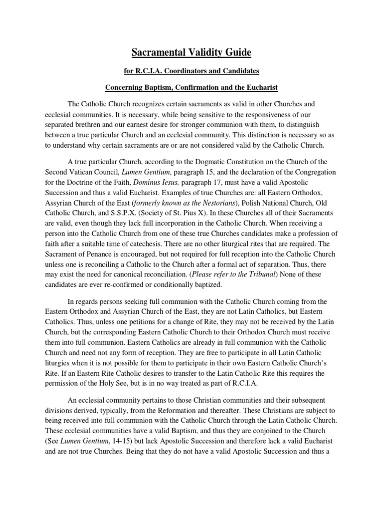 Sacraments and Validity in Catholicism | PDF | Baptism | Eucharist