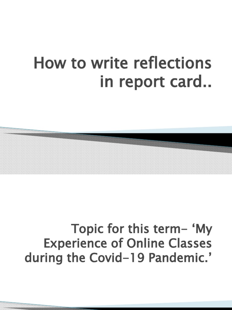 How To Write Reflections in Report Card. | PDF