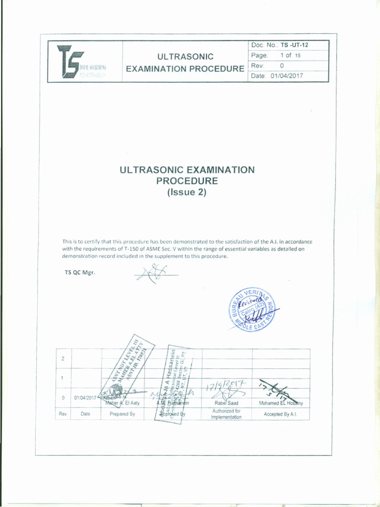 UT Procedure | PDF | Nondestructive Testing | Welding