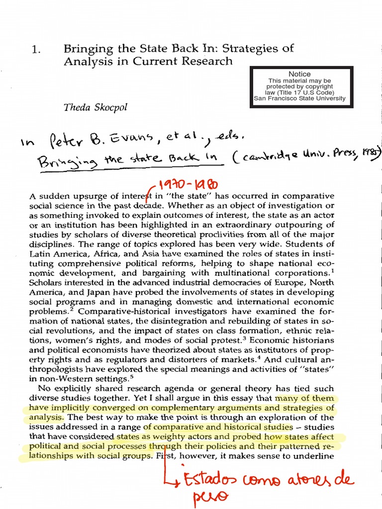 (1985) SKOCPOL, T. Bringing The State Back | PDF