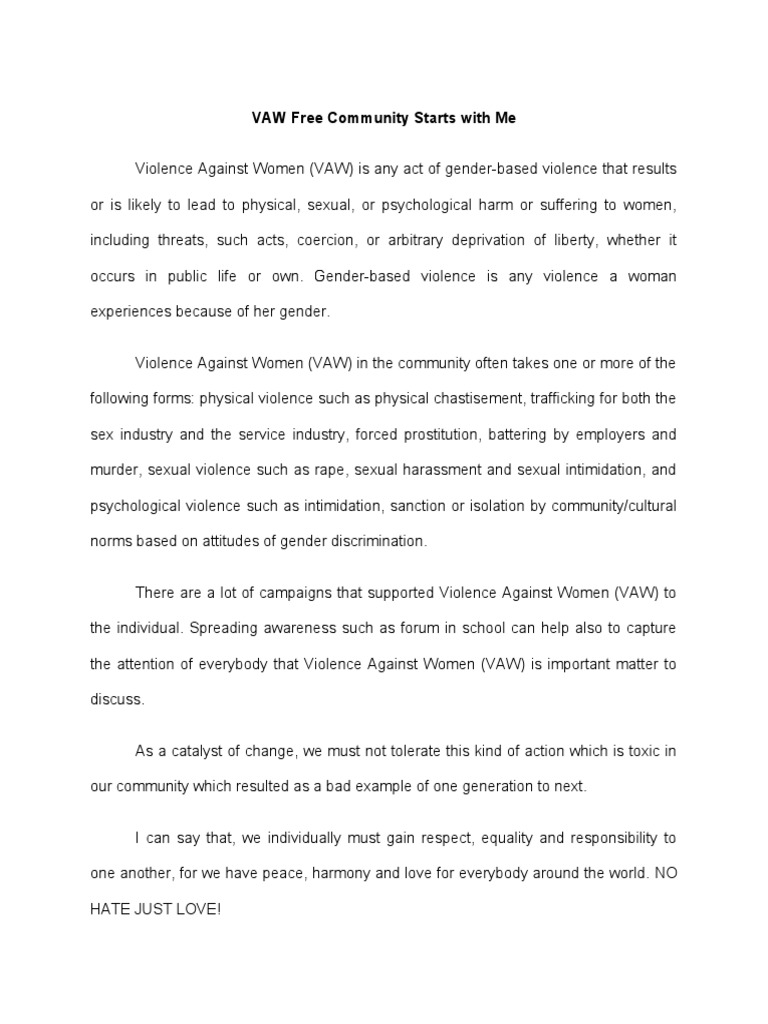 VAW Free Community Starts With Me | PDF | Social Science