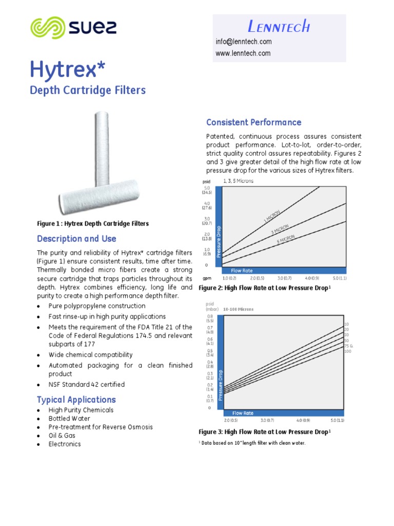 GE Osmonics Hytrex Depth Cartridge Filters L | PDF | Flow Measurement | Chemistry