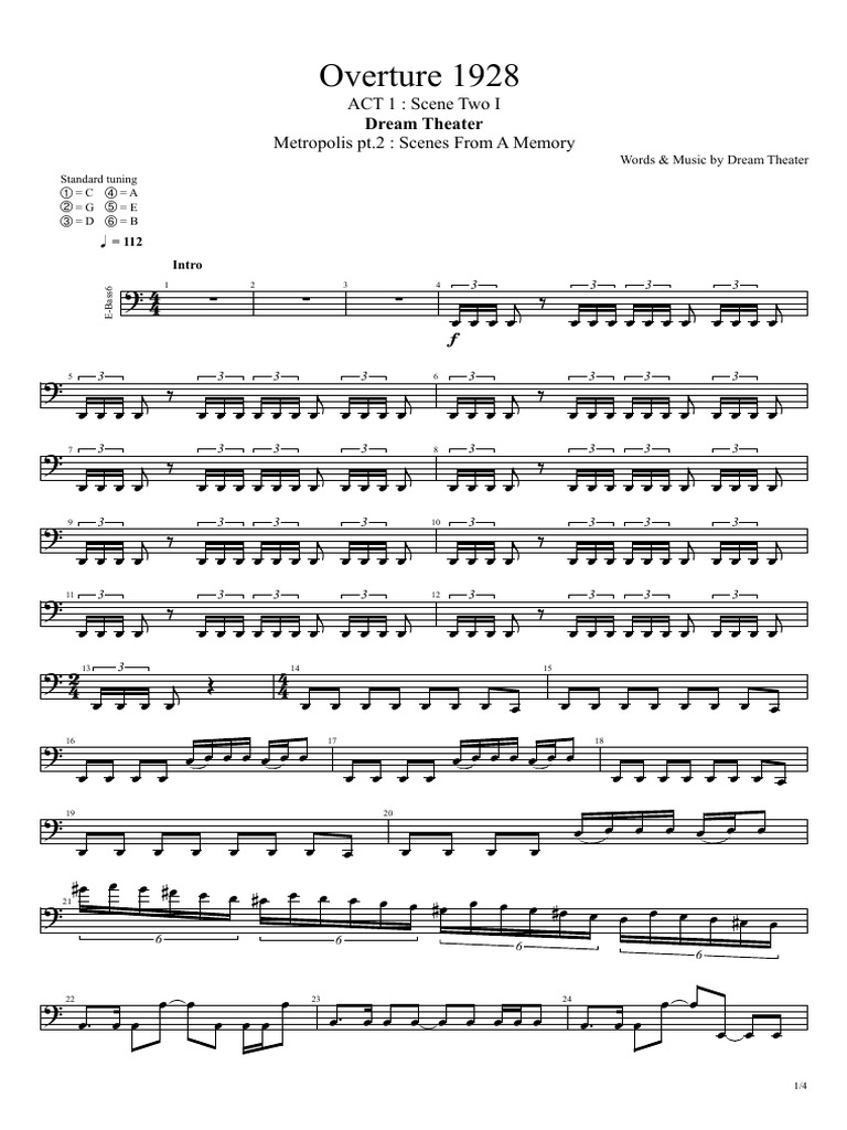 Overture 1928 - Bass | PDF | Musical Instruments | Rock Music