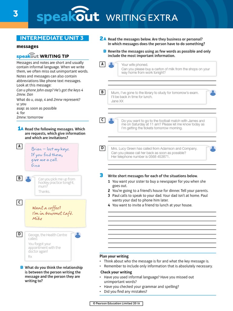 Speakout Writing Extra Intermediate Unit 3 | PDF