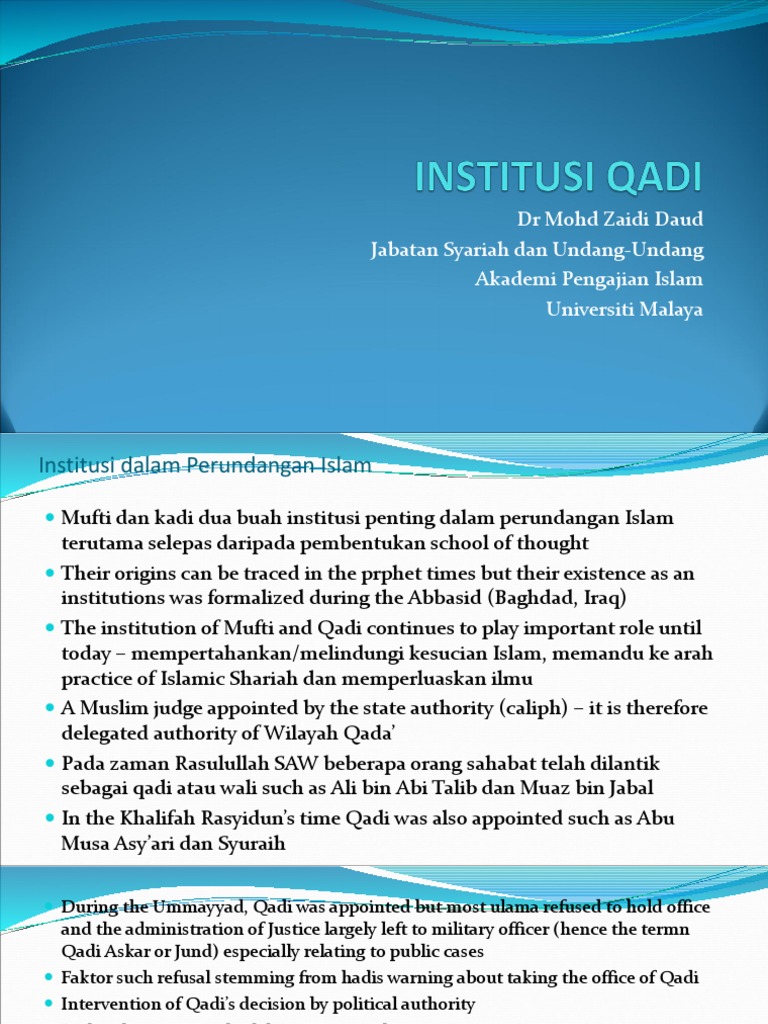Institusi Qadi | PDF | Islamic Ethics | Islamic Behaviour And Experience